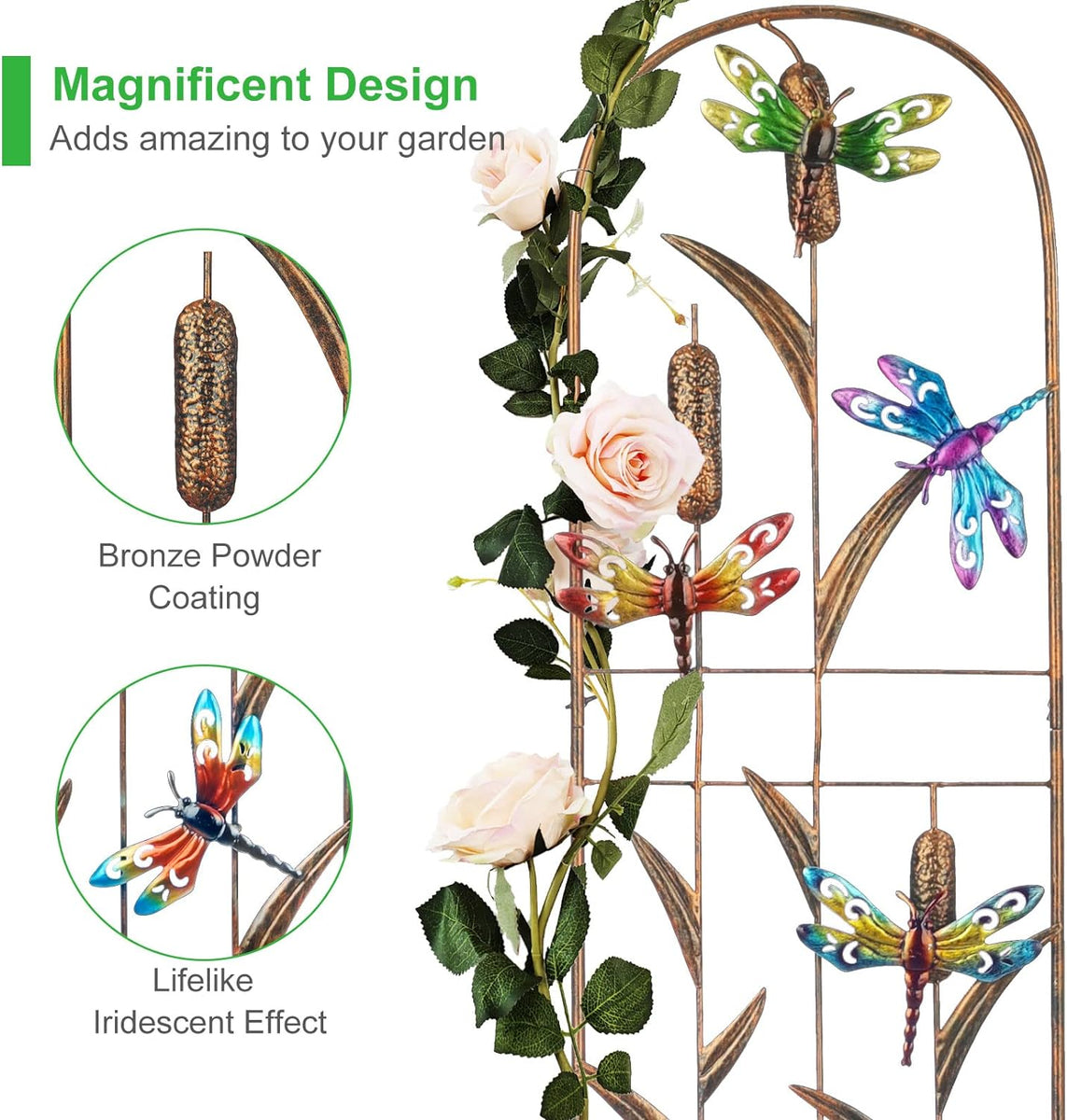 Topeight Set of 2 Dragonfly Metal Garden Trellis for Climbing Plants ...