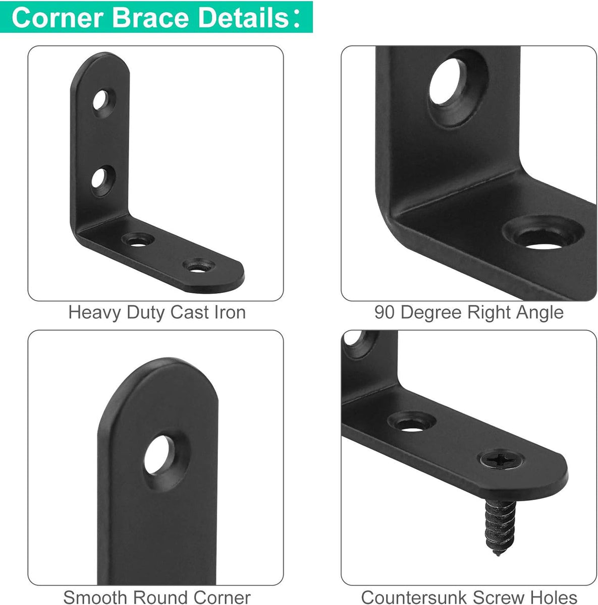 Topeight 60Pcs Black Corner Bracket, brackets of metal for furniture,2 ...
